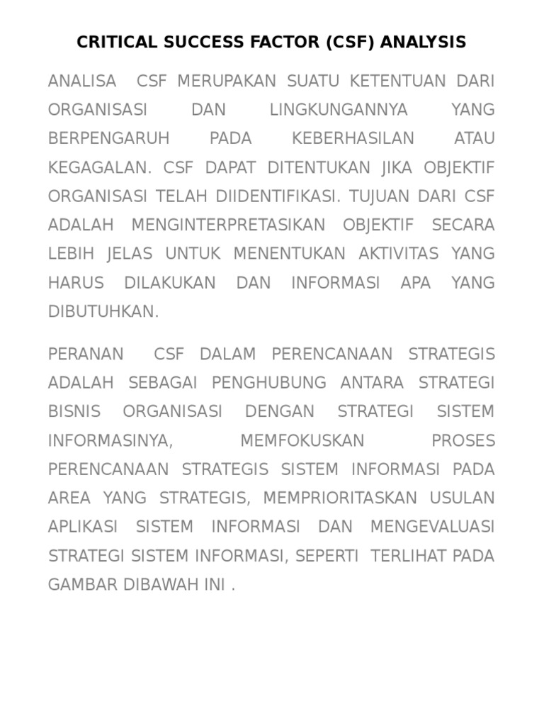 Critical Success Factor | PDF