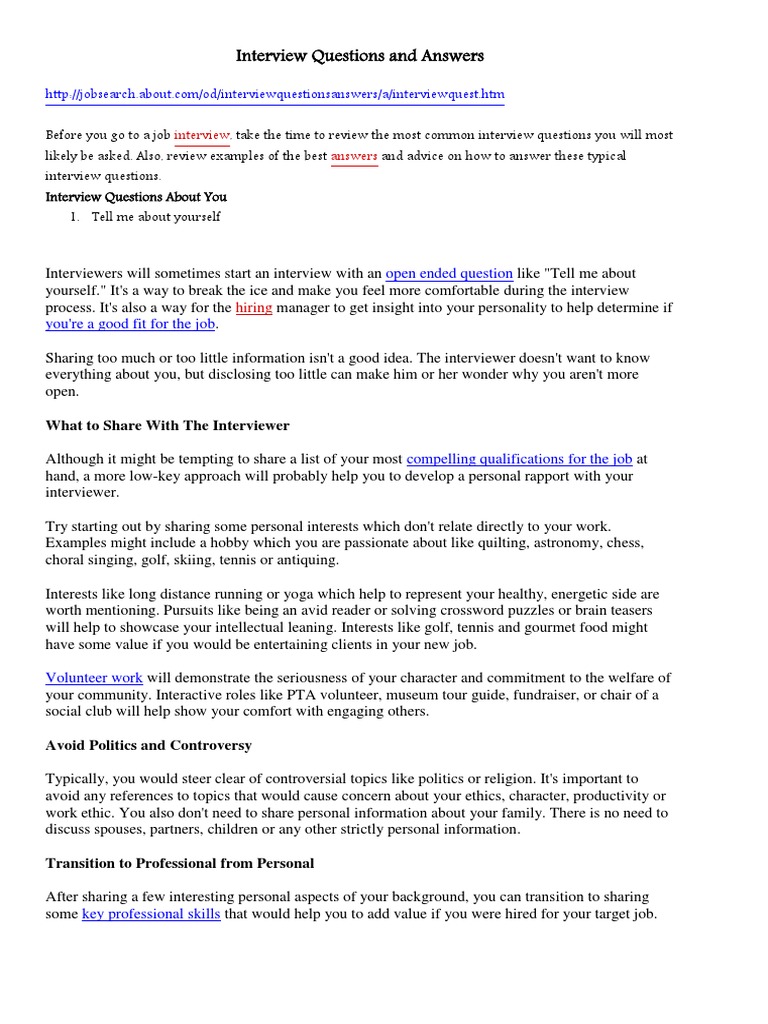 Interview Questions and Answers | PDF | Interview | Time Management