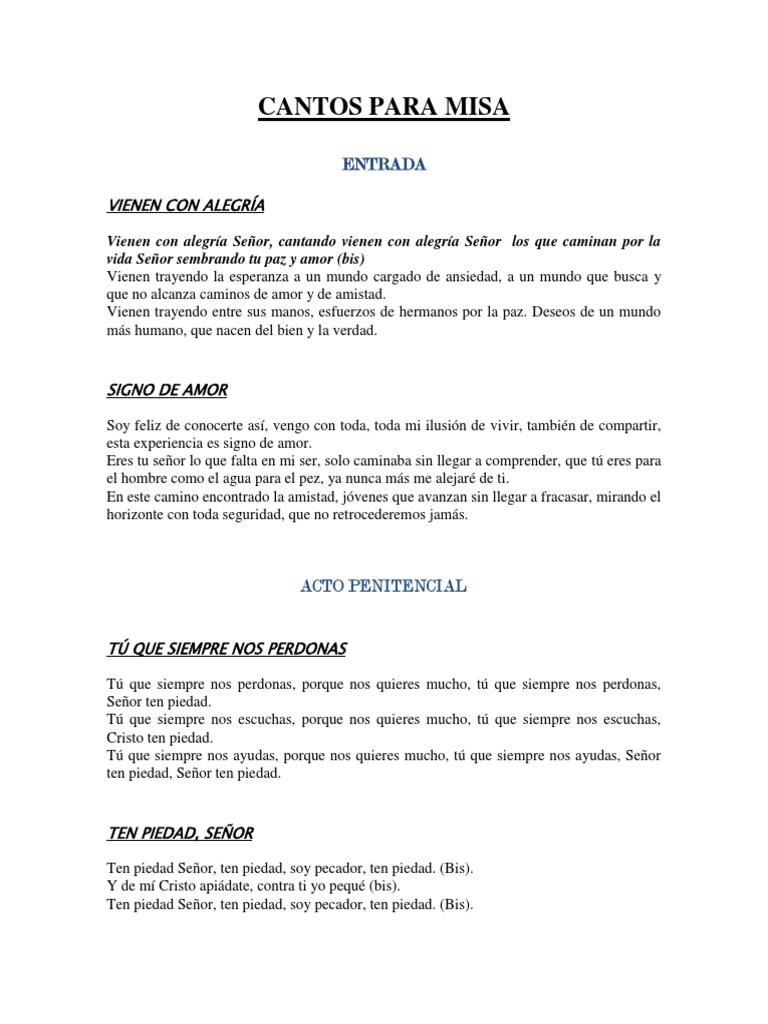 Cantos para Misa | PDF | eucaristía | Cristo (título)
