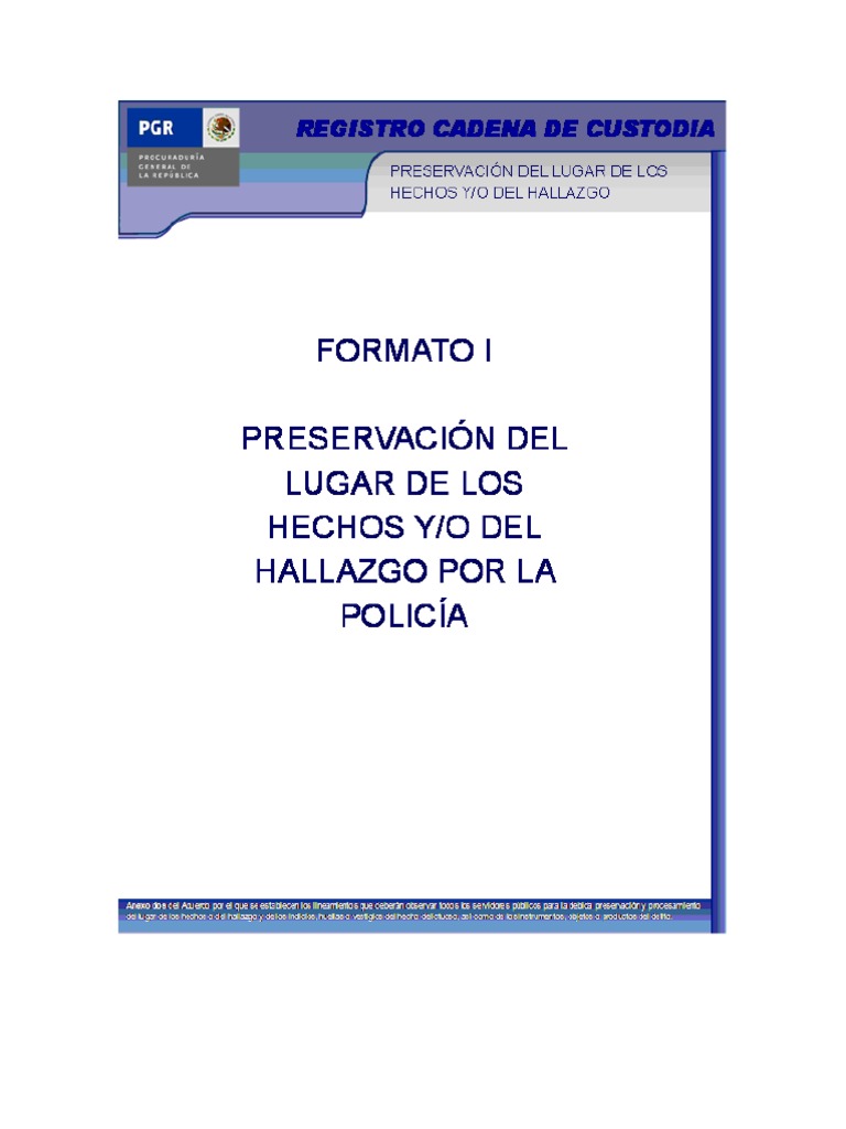 Formato De Cadena De Custodia Mexico Pdf