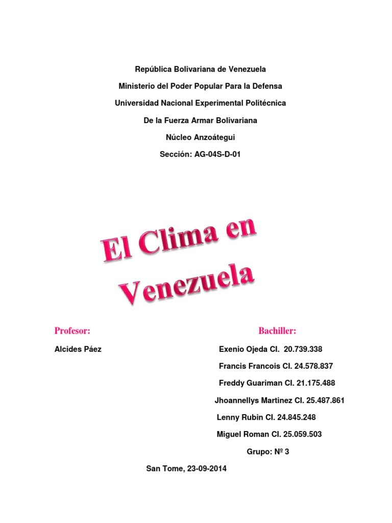 Climas de Venezuela | PDF | Zona tropical | Clima
