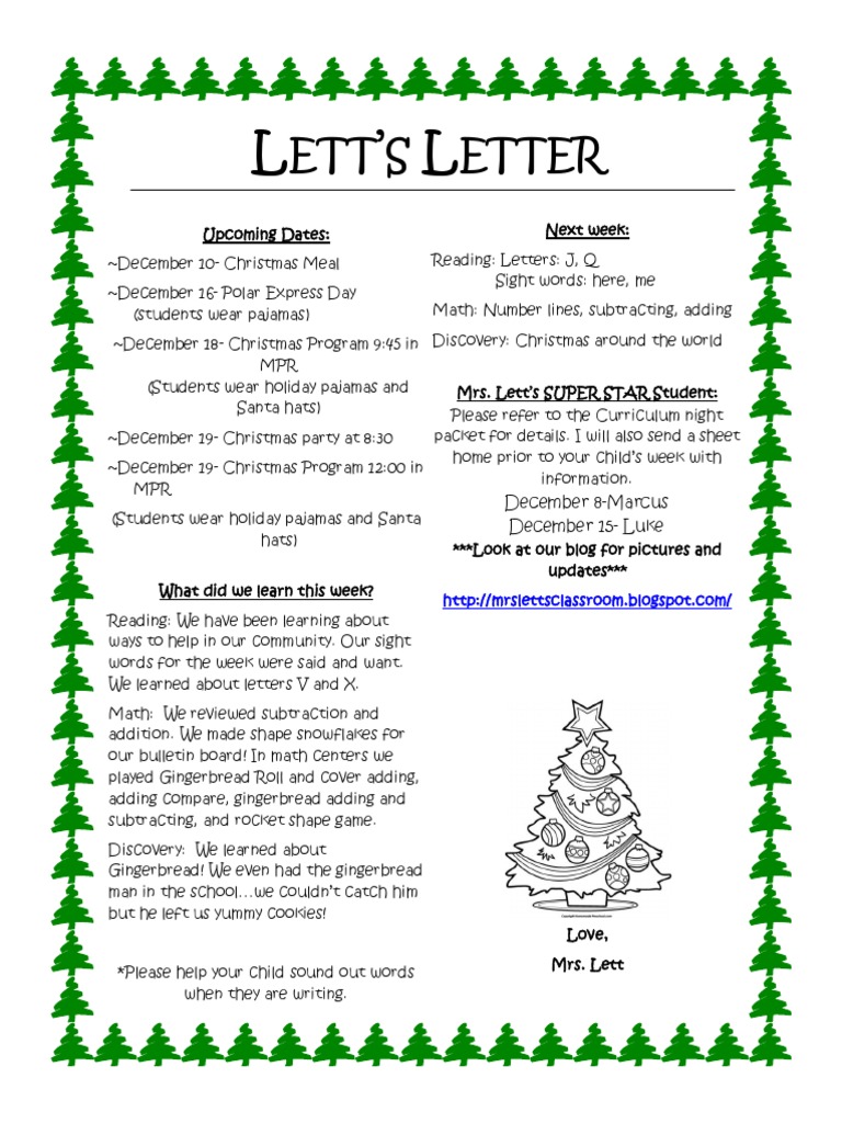December Classroom Events & Learning | PDF | Language Arts & Discipline