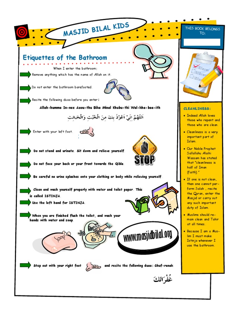 Washroom Cleanliness Activity Booklet | PDF | Toilet | Abrahamic Religions