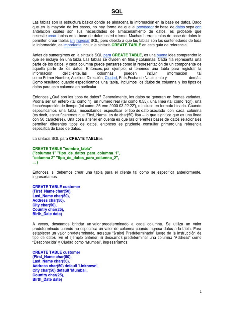 Manual de SQL | PDF | SQL | Tabla (base de datos)