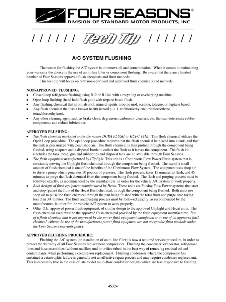 A C System Flushing Methods Pdf Air Conditioning Chemical Substances