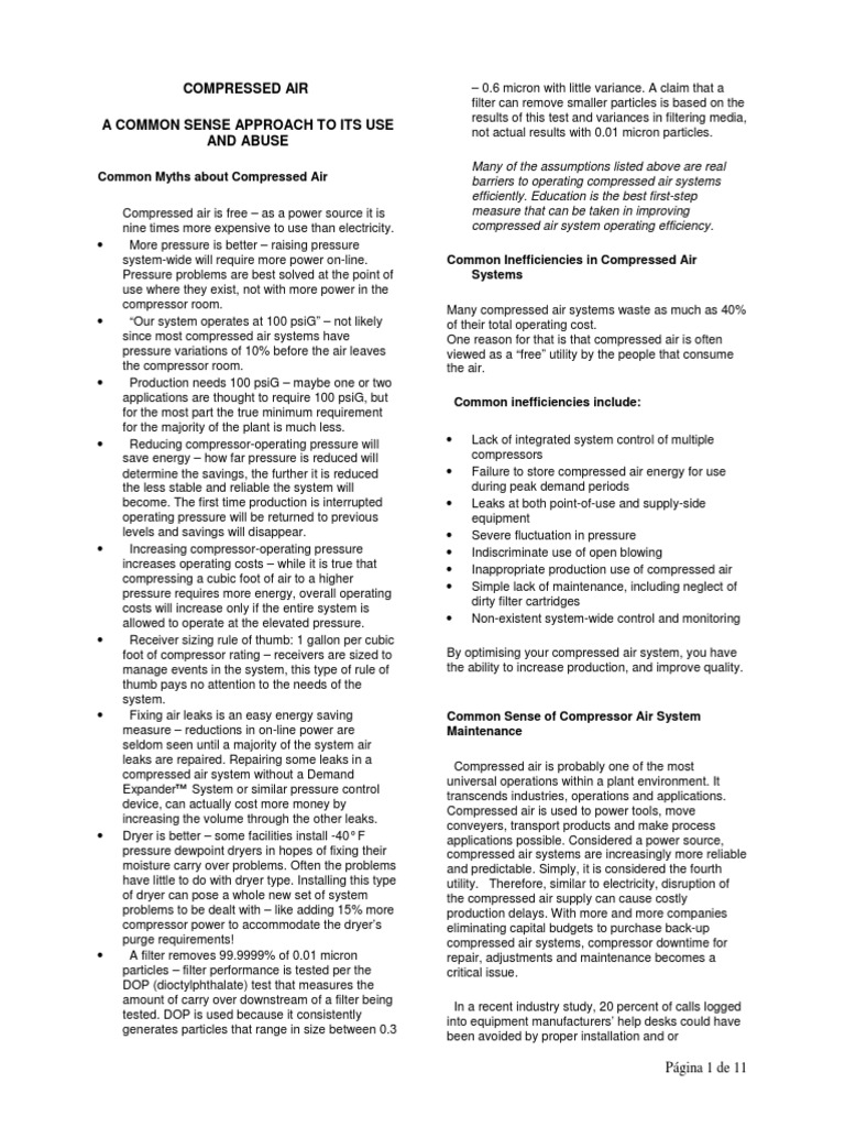 Compressed Air A Common Sense Approach To Its Use and Abuse | PDF | Gas ...
