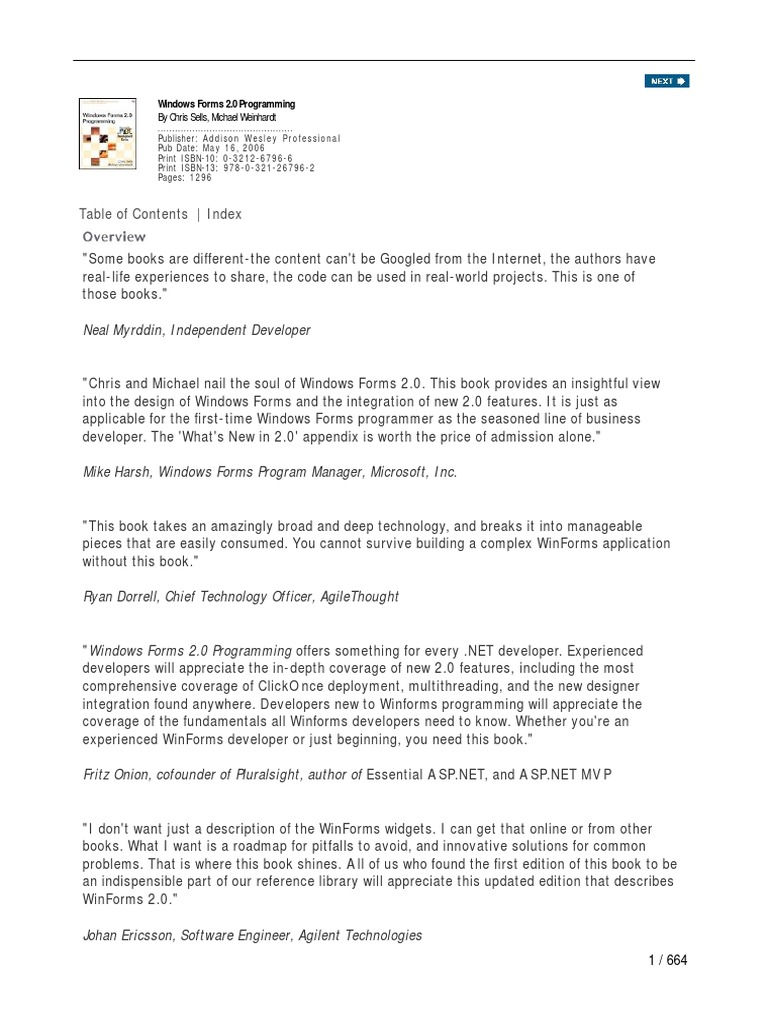 Windows Forms 2.0 Programming | PDF | Ajax (Programming) | Microsoft ...