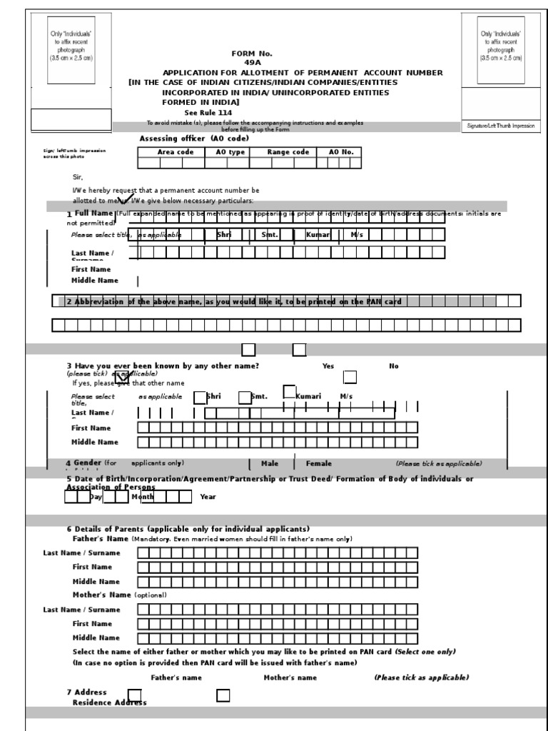 PAN Form | Download Free PDF | Social Institutions | Social Science