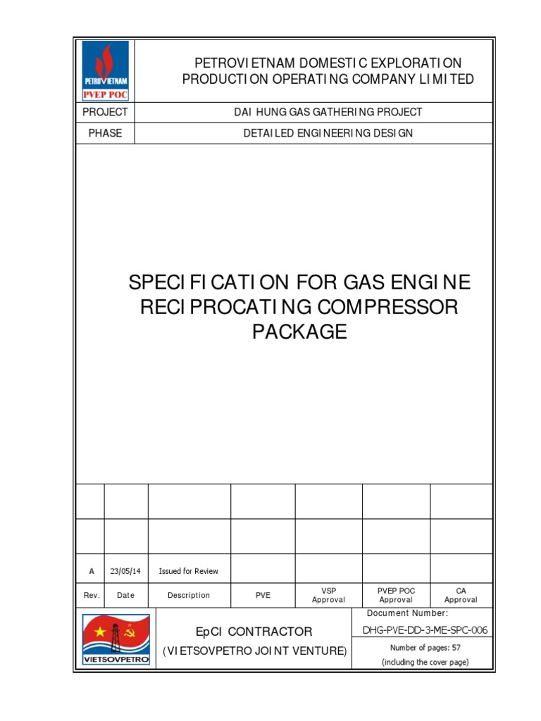 DHG PVE DD 3 ME SPC 006 - Spec For Gas Engine Reciprocating Compressor ...