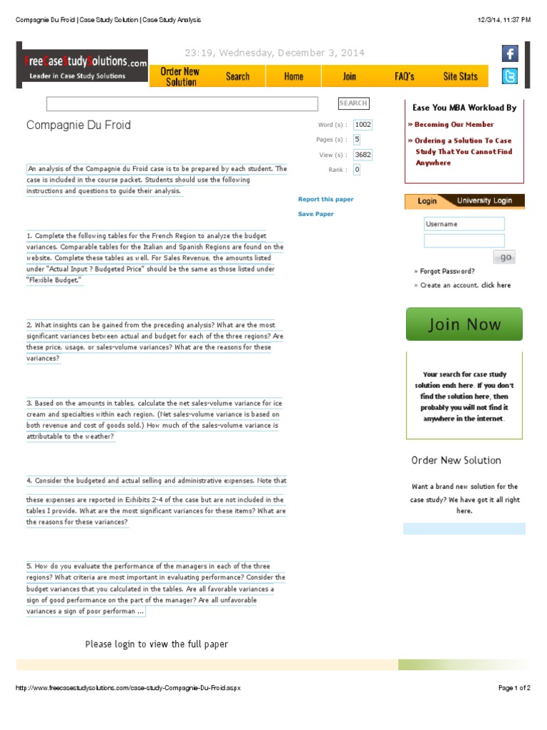 Compagnie Du Froid - Case Study Solution - Case Study Analysis | PDF ...