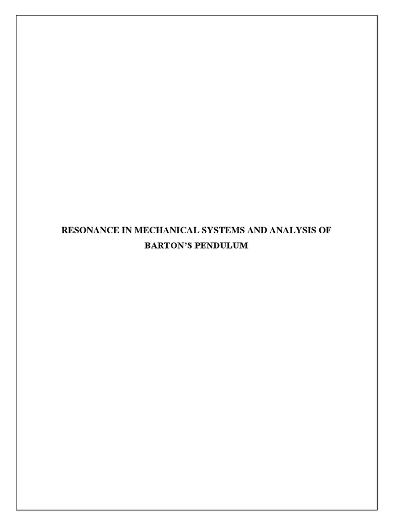 Resonance and Analysis of Barton's Pendulum PDF | PDF | Resonance | Waves