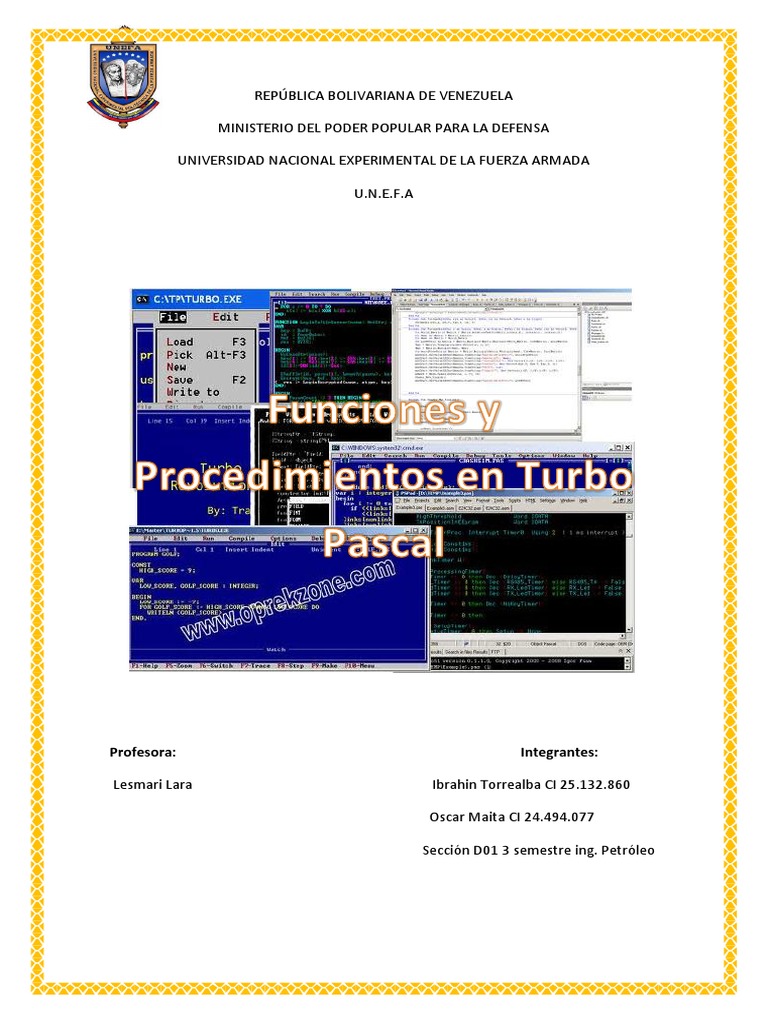 Funciones y Procedimientos en Turbo Pascal | PDF | Áreas de informática ...