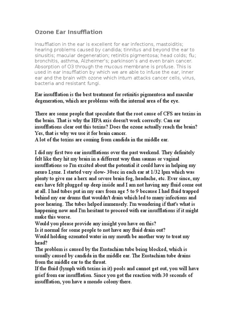 Ozone Ear Insufflation | PDF | Ear | Ozone