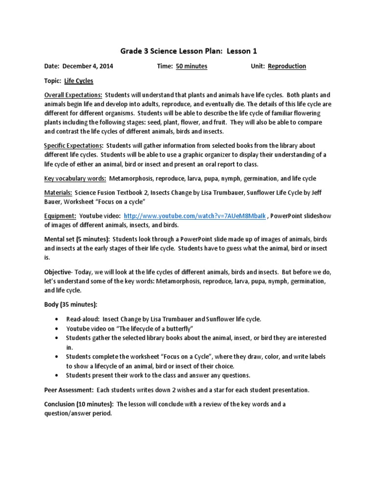 Grade 3 Science Lesson Plan | PDF