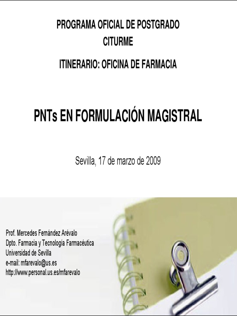 PNT Formulacion Magistral | PDF | Farmacia | Farmacéutico