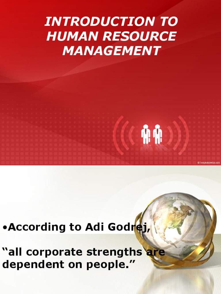 Introduction To Human Resource Management | PDF | Human Resource ...