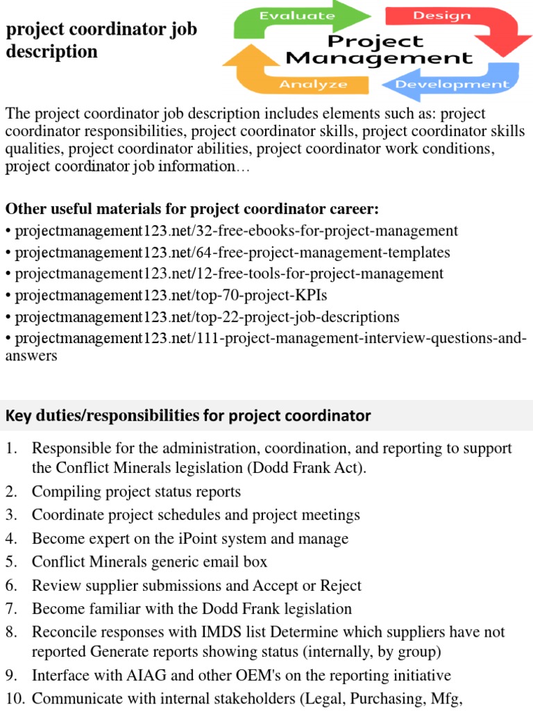 Project Coordinator Job Description | Project Management | Design ...
