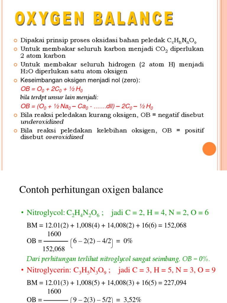 Oxigen Balance | PDF