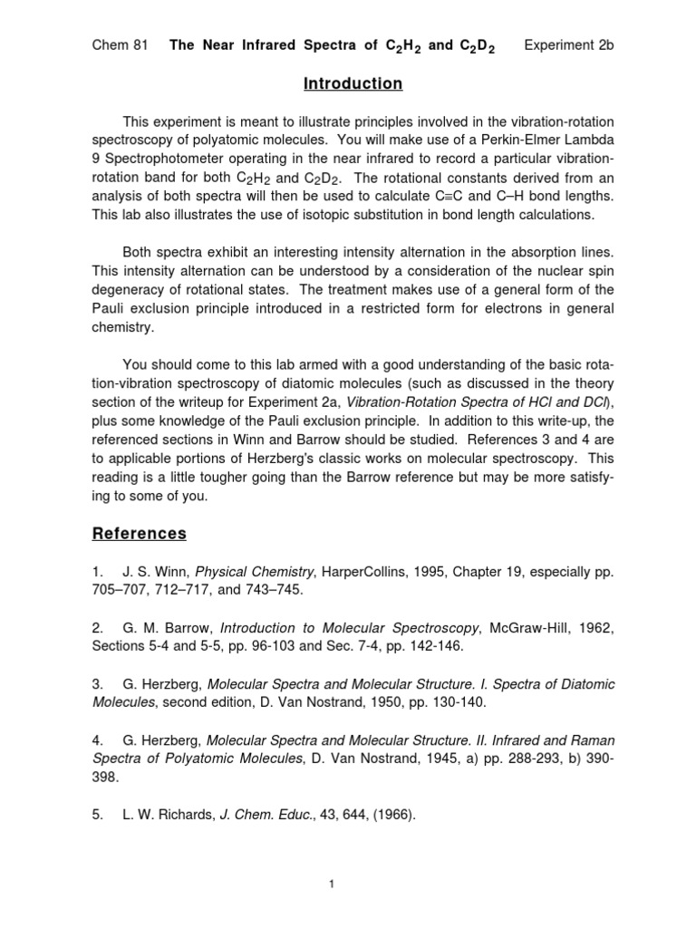 The Near Infrared Spectra of C2H2 and C2D2 | PDF | Spin (Physics ...