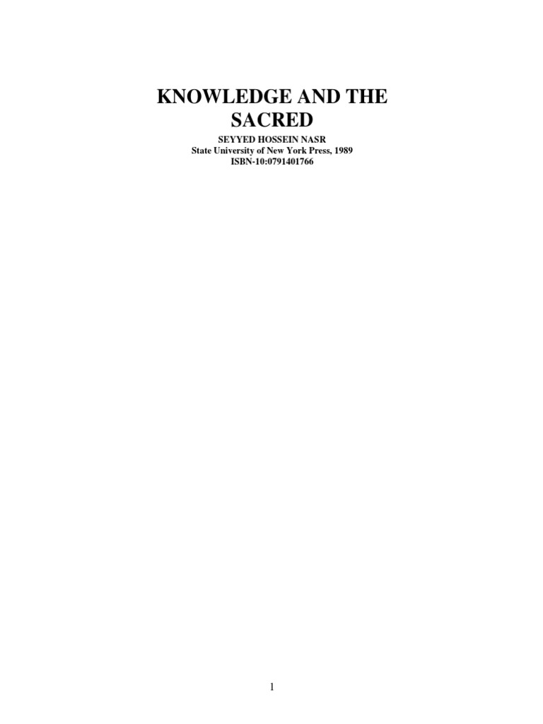 Knowledge and The Sacred | PDF | Nous | Absolute (Philosophy)