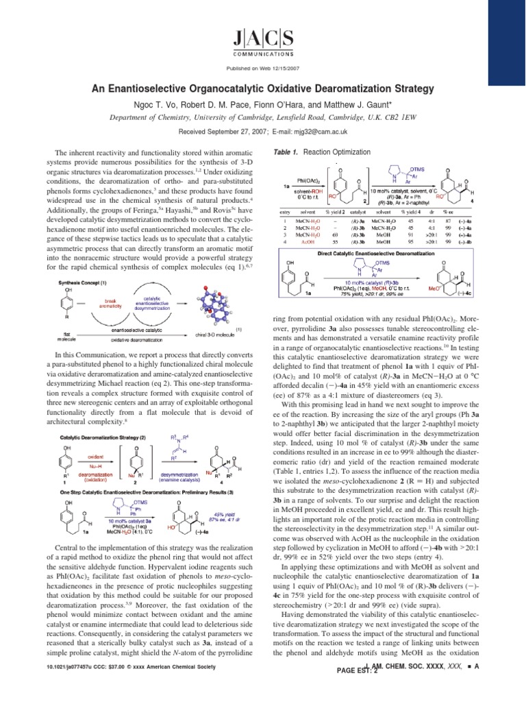 Jacs Asap | PDF | Enantioselective Synthesis | Catalysis