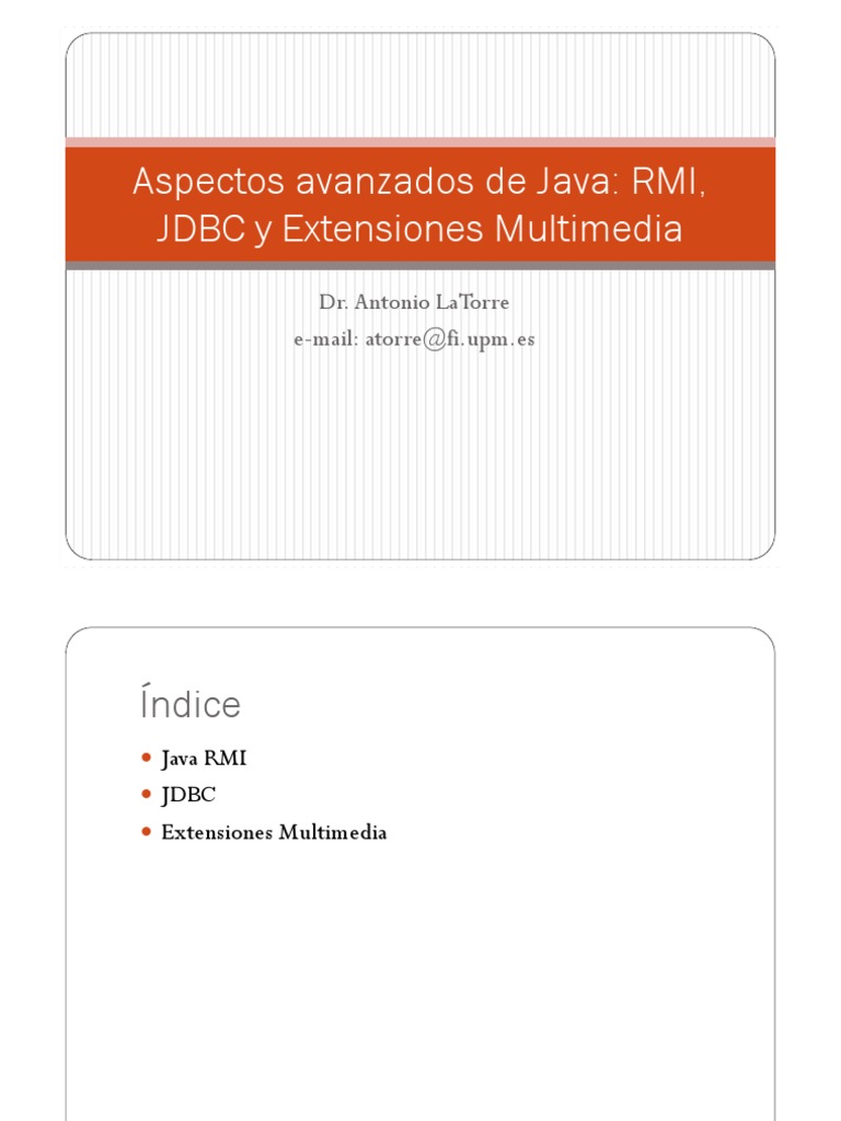 Aspectos Avanzados Rmi C | PDF | Java (lenguaje de programación) | Datos