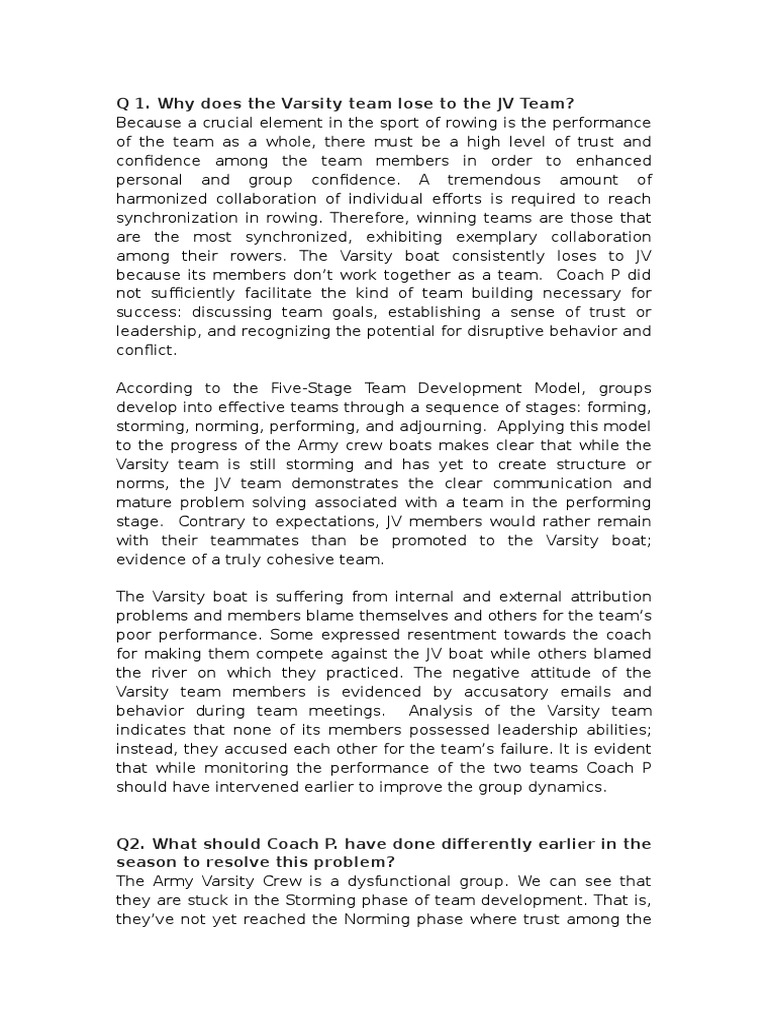 The Army Crew Team Case Analysis | PDF | Team Building | Rowing (Sport)