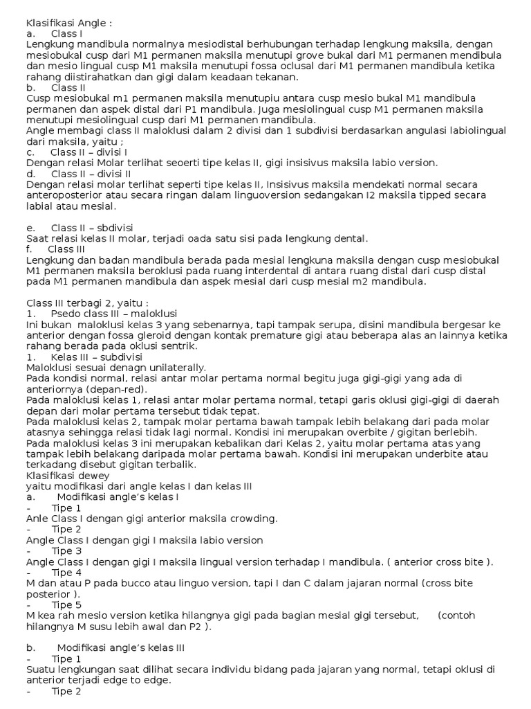 Klasifikasi Angle | PDF