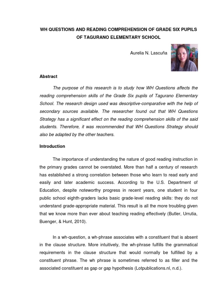 WH Questions Impact on Grade 6 Comprehension | PDF | Student's T Test ...