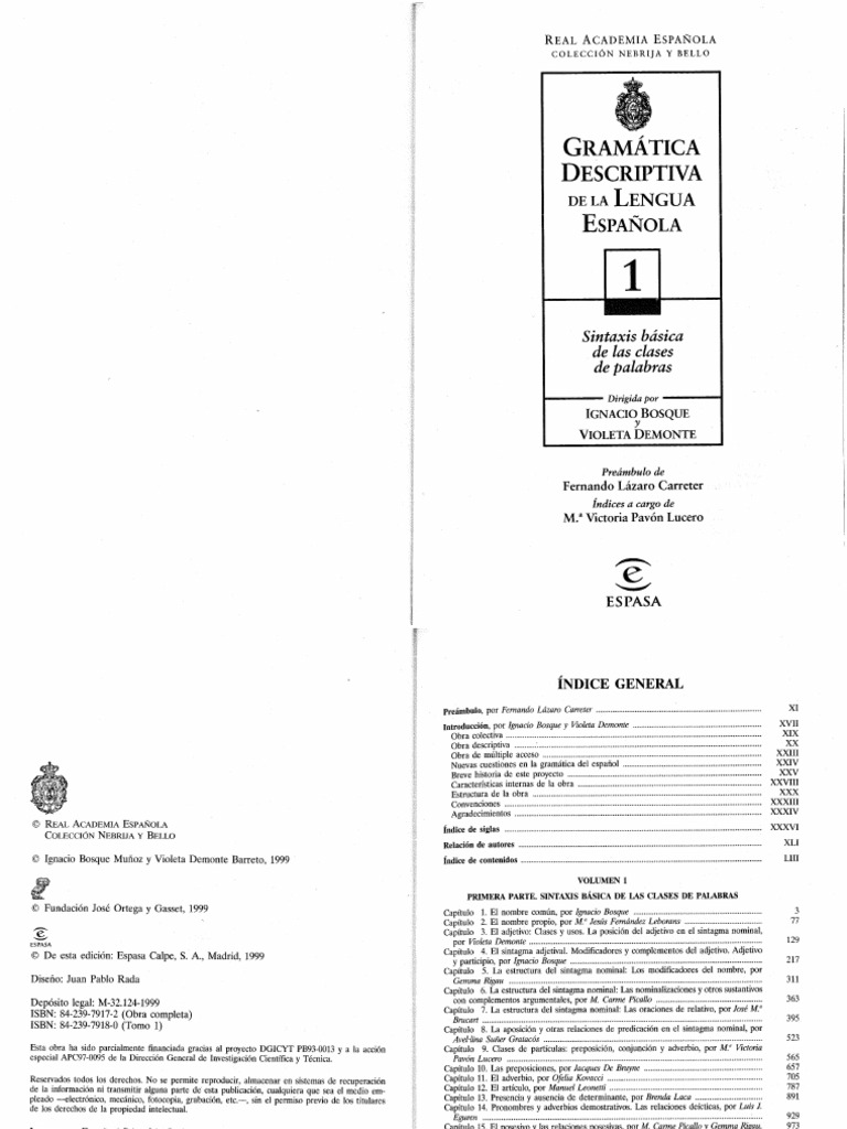 RAE - Gramática Descriptiva Española Cap. 7 | PDF