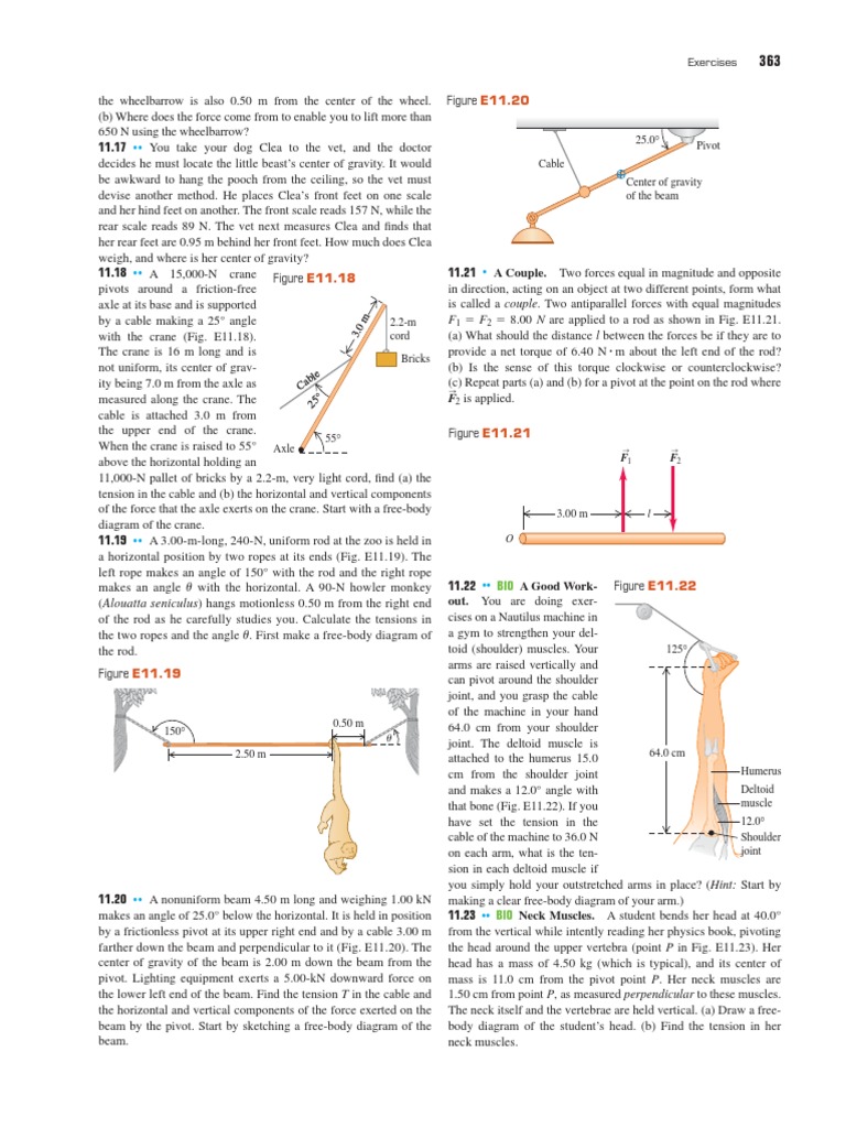 Physics I Problems PDF | PDF | Shoulder | Crane (Machine)