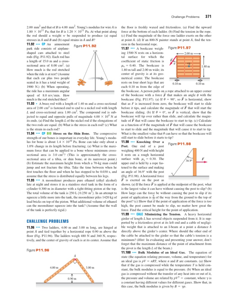 Physics Challenge Problems on Stress and Strain | PDF | Tension ...