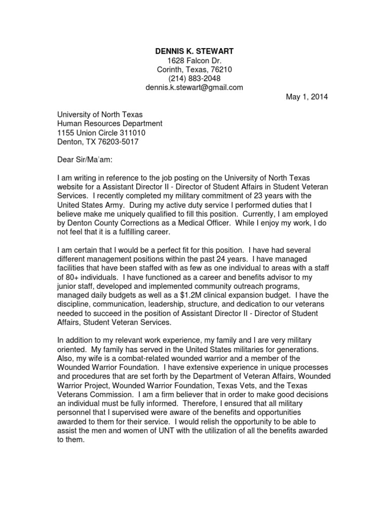Dennis Cover Letter University | PDF