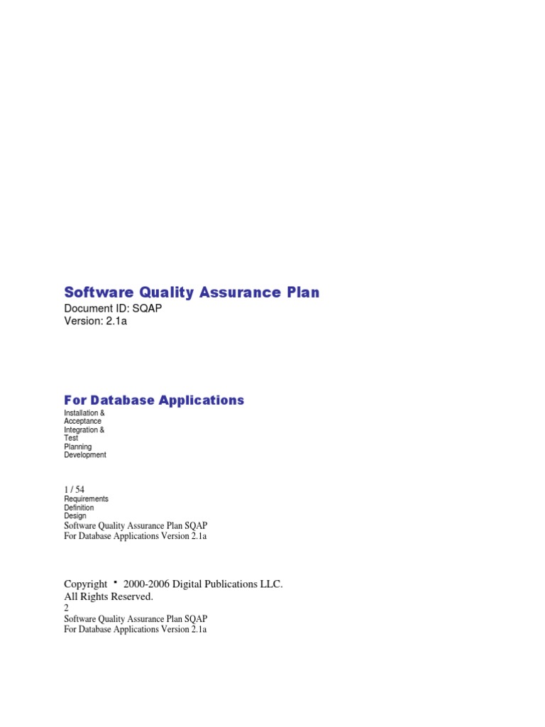 Software Quality Assurance Plan | PDF | Software Development Process ...