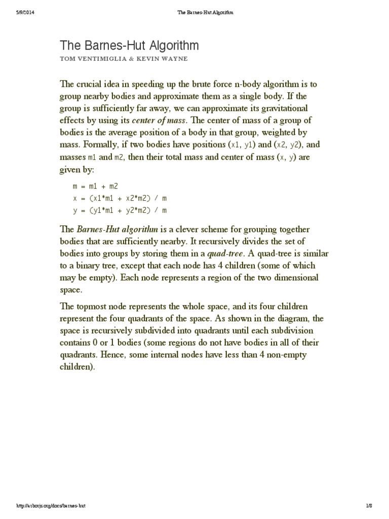 The Barnes Hut Algorithm Pdf Computer Programming Mathematical Concepts