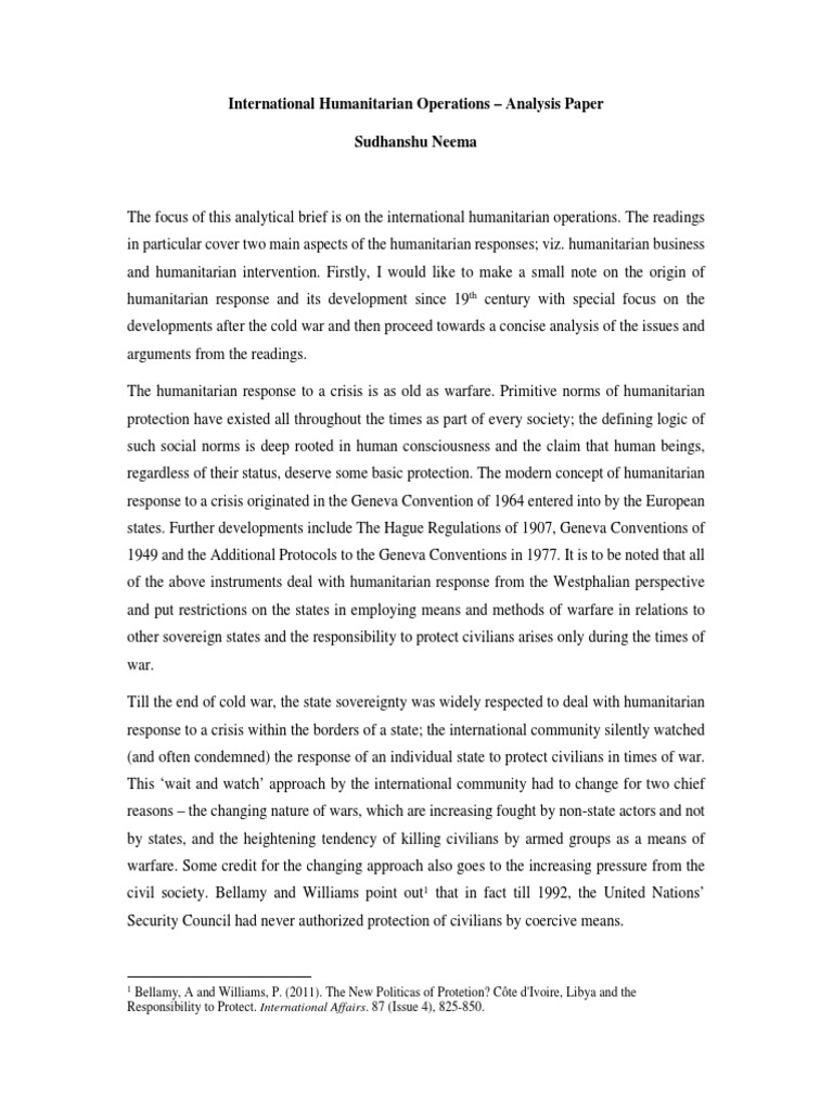 Analysis of International Humanitarian Operations | PDF ...