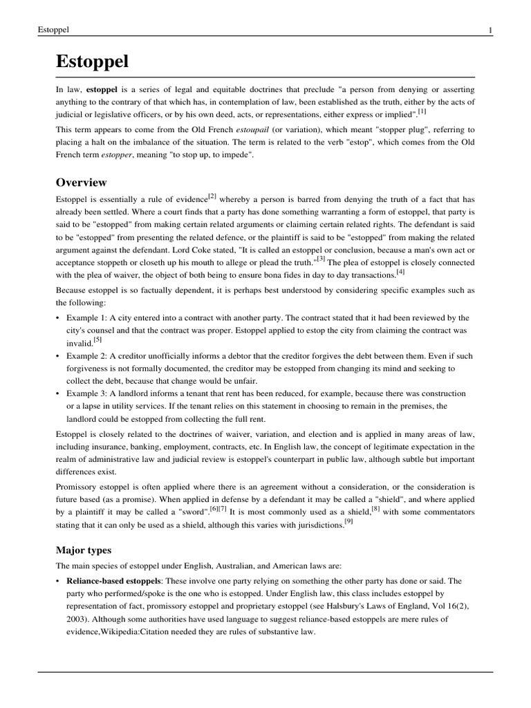 Estoppel | PDF | Estoppel | Rules