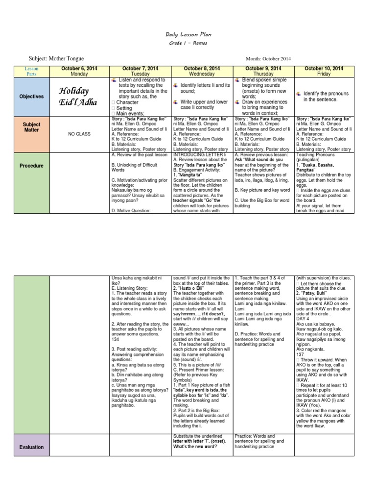 Daily Lesson Plan MTB 03 | PDF | Lesson Plan | Human Communication
