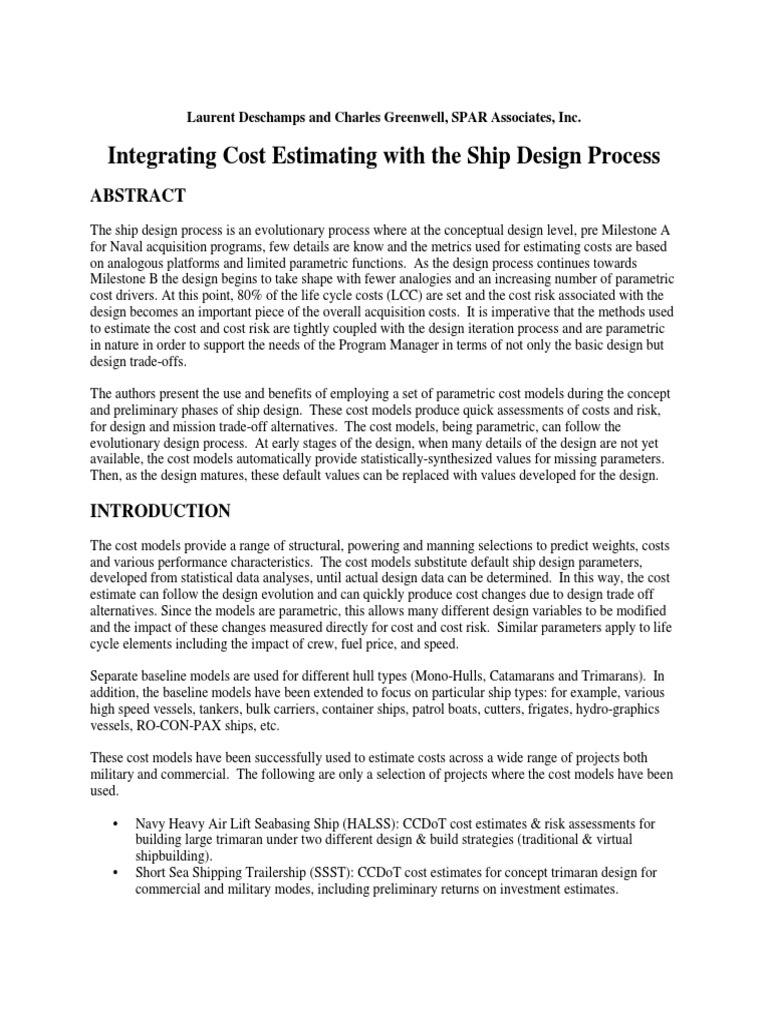 Cost Estimating in Ship Design Process | PDF | Modularity | Ships