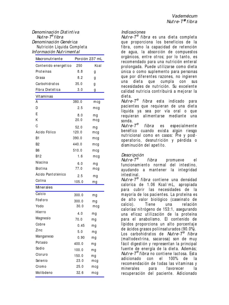 Nutre-T Liquido Fibra | PDF | Fibra dietética | Dieta y nutrición