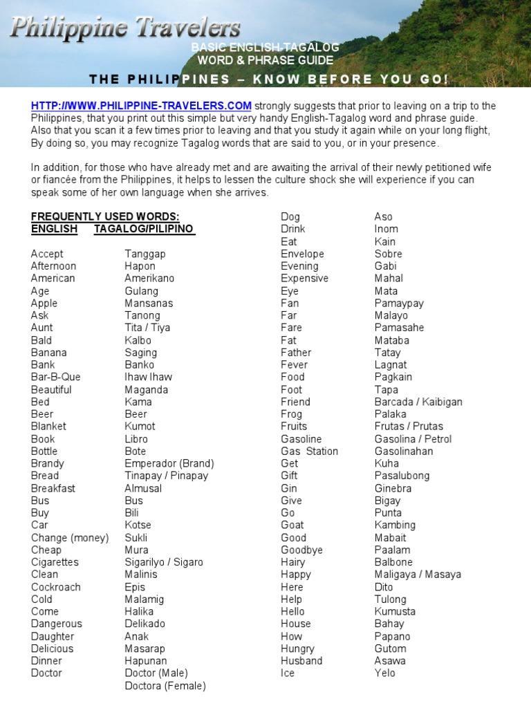 Basic English-Tagalog Phrase Guide | PDF | Foods | Food And Drink