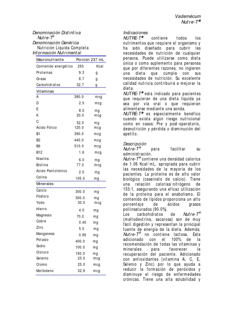 Nutre T Liquido | PDF | Diarrea | Magnesio