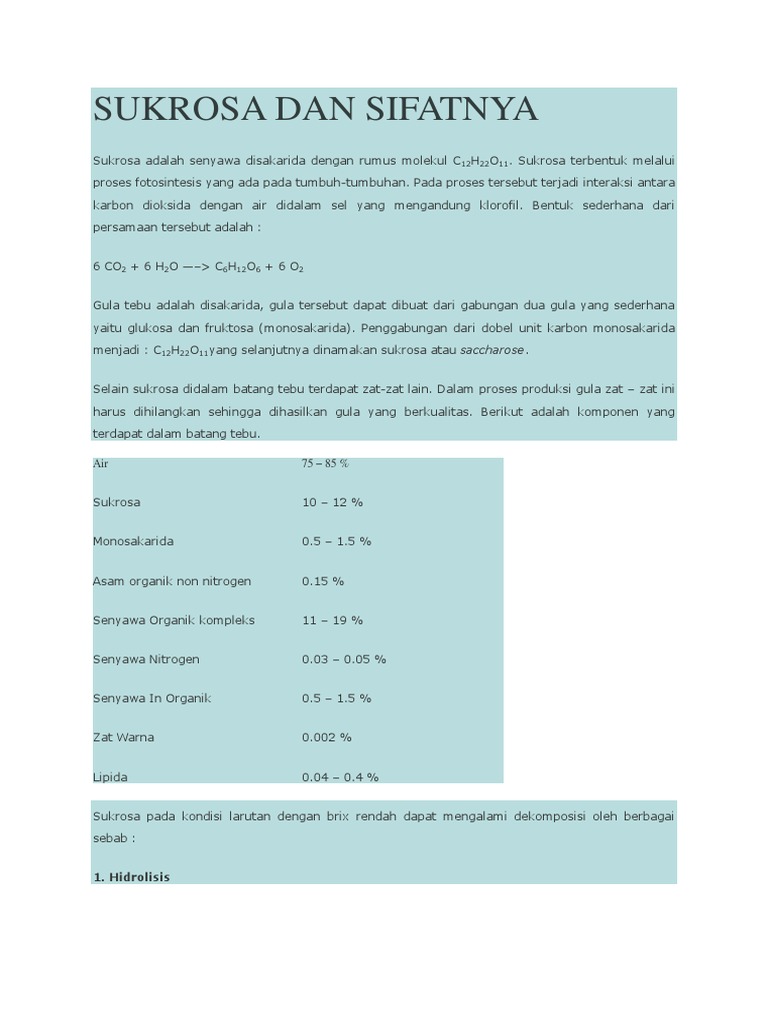Sukrosa Dan Sifatnya | PDF