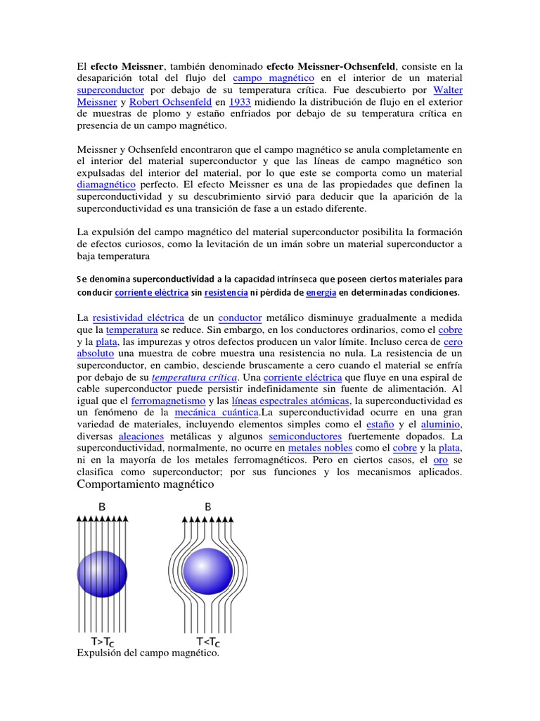 Efecto Meissner en Superconductores | PDF | Superconductividad | Magnetismo