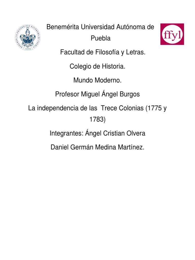De Las Trece Colonias A La Formación de Estados Unidos de | PDF ...