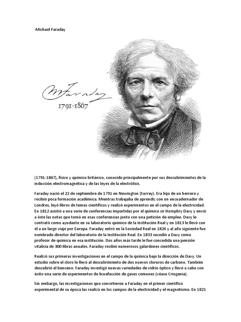 Michael Faraday | PDF | Electromagnetismo | Ciencias fisicas