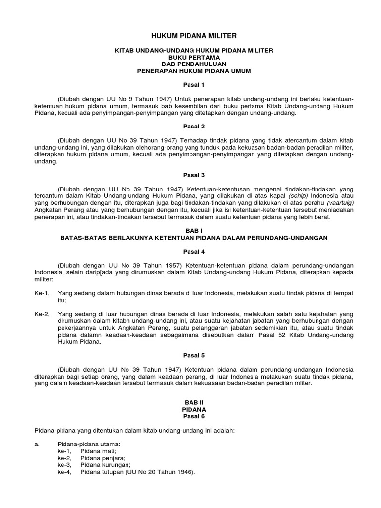 Pidana Militer - Kuhpm | PDF