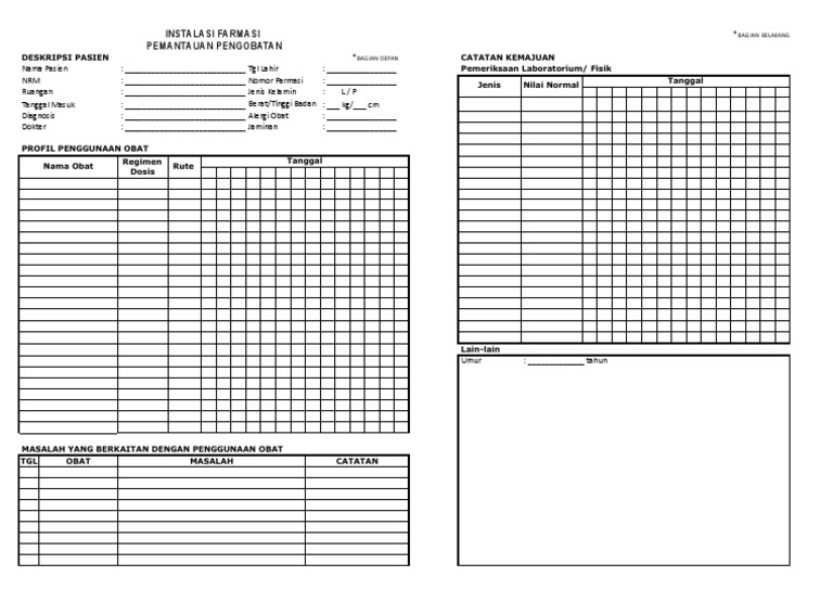 Formulir Pemantauan Terapi Obat PDF | PDF