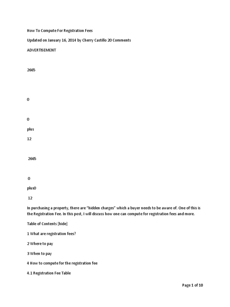 Lra Registration Fee Sample Computation | PDF | Mortgage Law | Deed