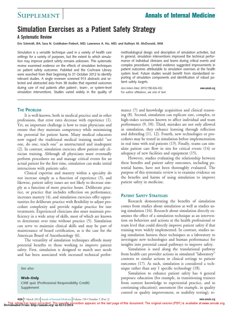 10 Simulation Exercises As A Patient Safety Strategy PDF | PDF ...